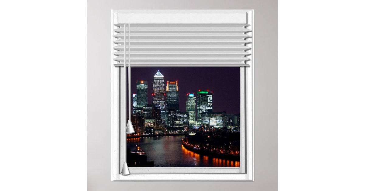 London City View Fake Window With Blinds Poster | Zazzle