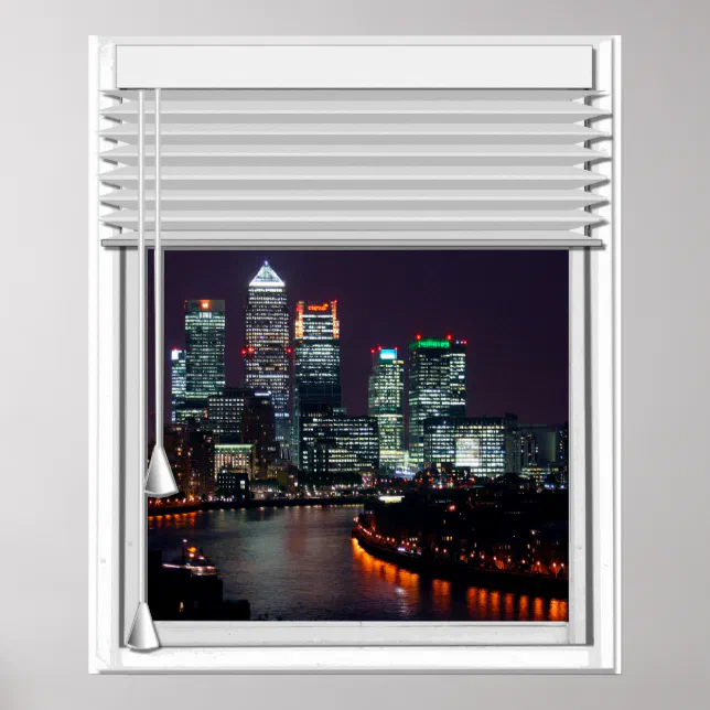 London City View Fake Window With Blinds Poster | Zazzle