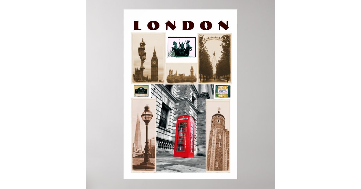 LONDON Collage Poster | Zazzle