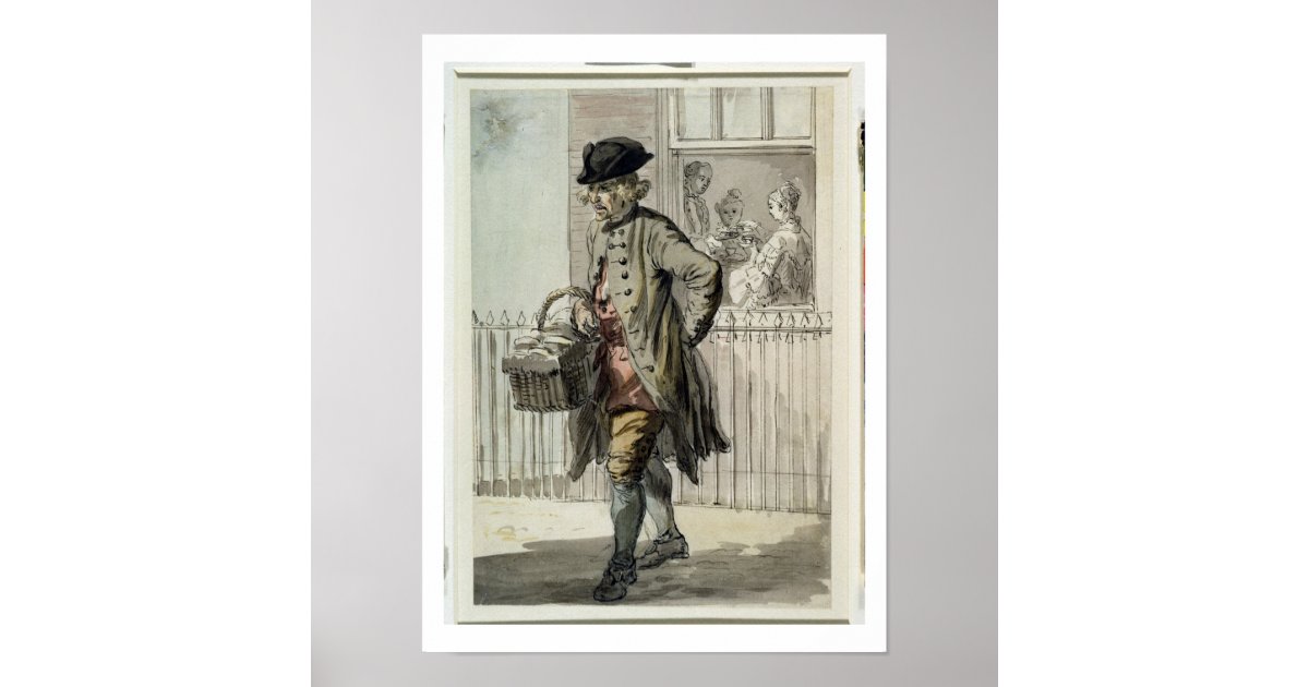 London Cries: A Muffin Man, c.1759 (w/c on paper) Poster | Zazzle