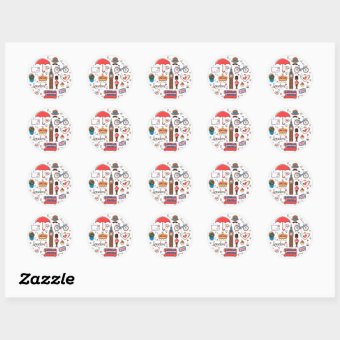 London Doodles Classic Round Sticker | Zazzle