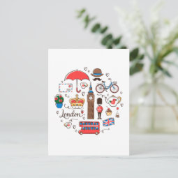 London Doodles Postcard | Zazzle