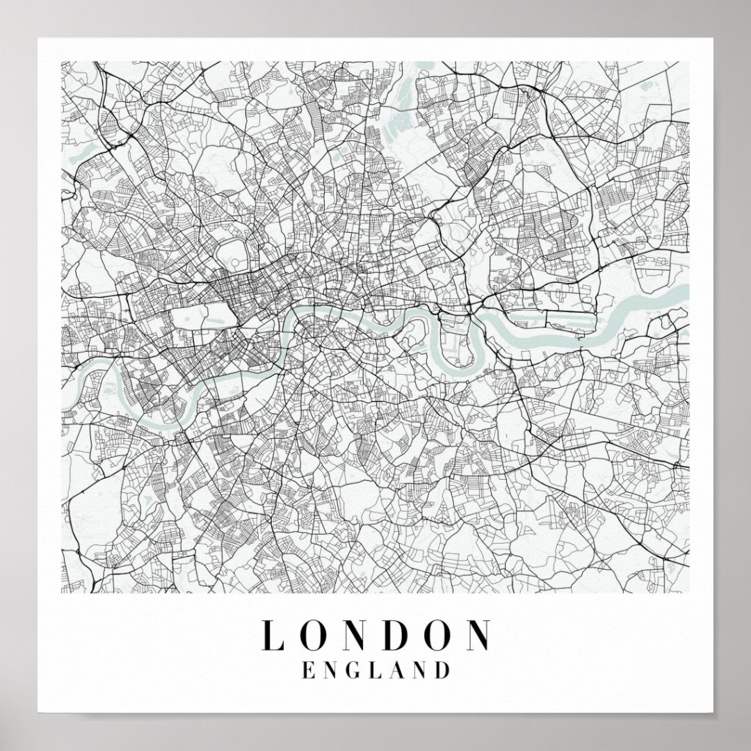 London England Blue Water Street Map Poster | Zazzle
