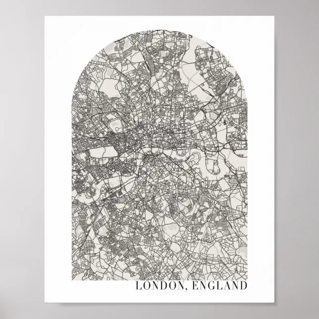 London England Boho Minimal Arch Street Map Poster | Zazzle