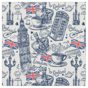 London England Pattern Fabric | Zazzle.com