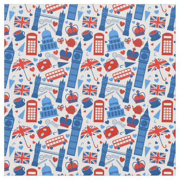 London England Pattern Fabric | Zazzle