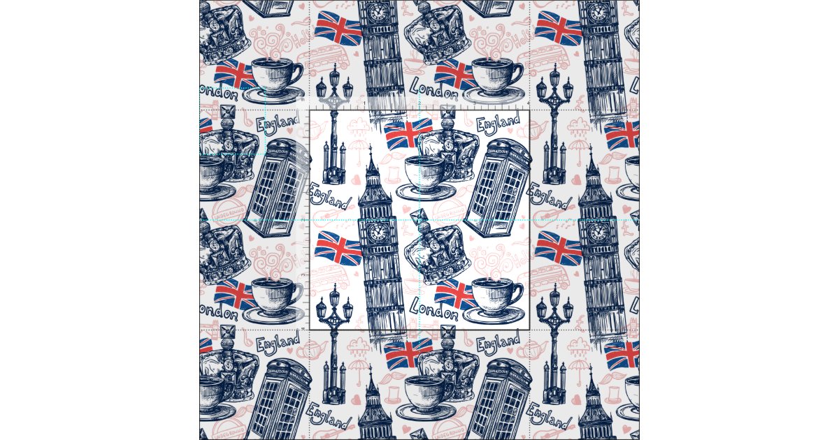 London England Pattern Fabric | Zazzle