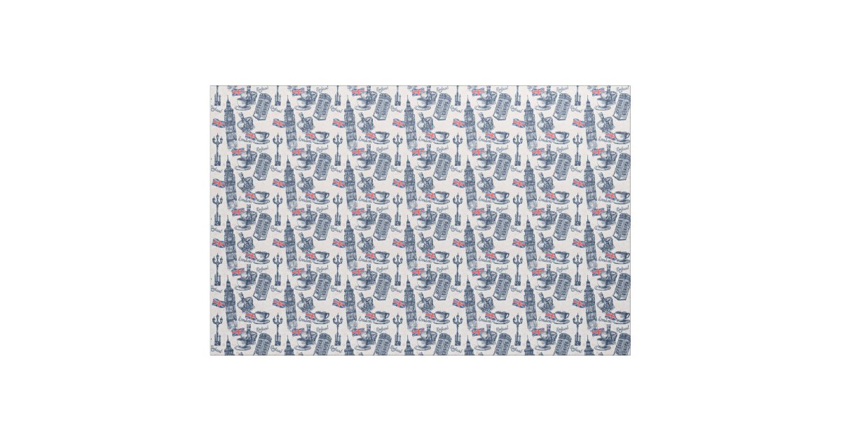 London England Pattern Fabric | Zazzle