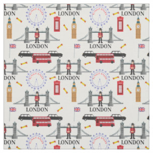 London England Pattern Fabric | Zazzle