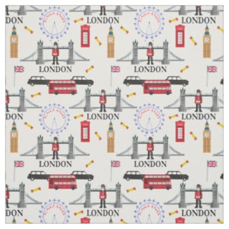 London England Pattern Fabric | Zazzle