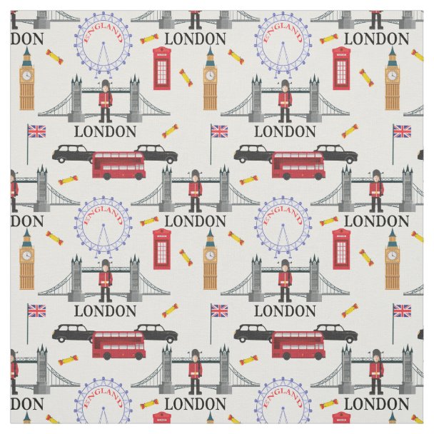 London England Pattern Fabric | Zazzle