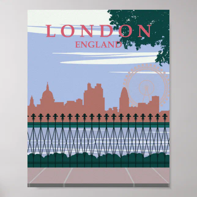 London England Retro Vintage Travel Poster | Zazzle