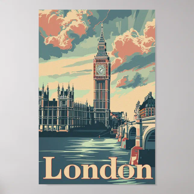 London England UK Famous Vintage Travel Place Poster | Zazzle