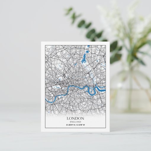London England United Kingdom City Map Travel Postcard | Zazzle
