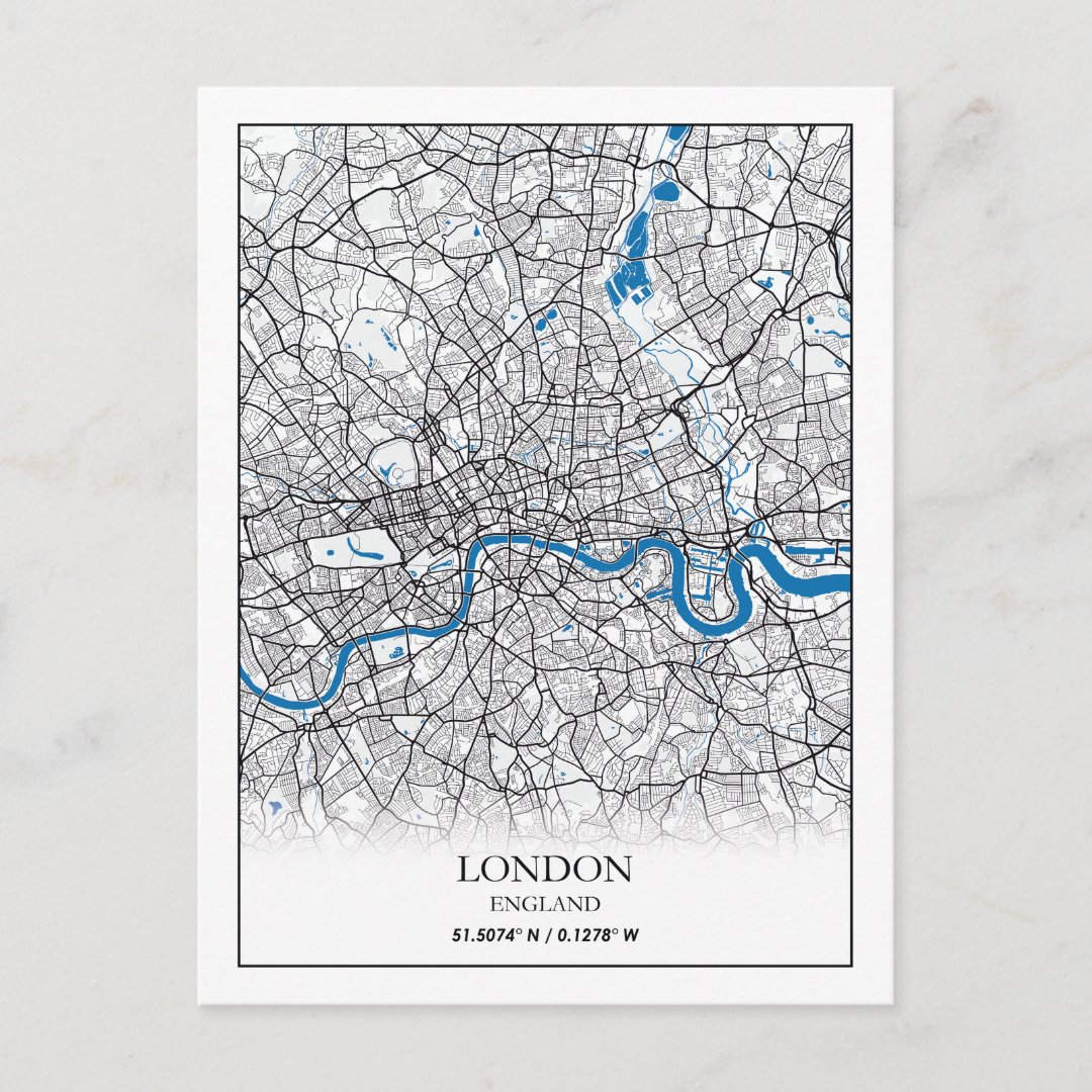London England United Kingdom City Map Travel Postcard | Zazzle