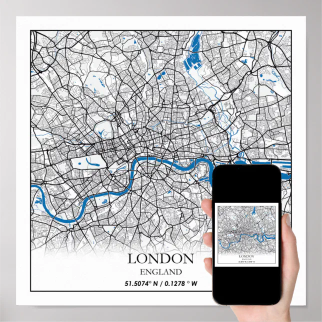 London England United Kingdom City Map Travel Poster | Zazzle