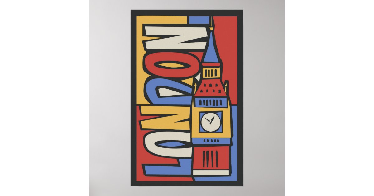 London, England | Vibrant Handrawn Design Poster | Zazzle