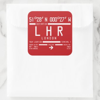 London Heathrow LHR IATA International Airport Square Sticker | Zazzle