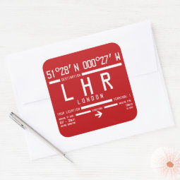 London Heathrow LHR IATA International Airport Square Sticker | Zazzle