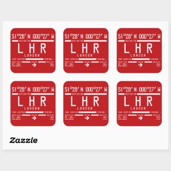 London Heathrow LHR IATA International Airport Square Sticker | Zazzle