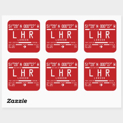 London Heathrow LHR IATA International Airport Square Sticker | Zazzle