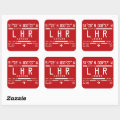 London Heathrow LHR IATA International Airport Square Sticker | Zazzle