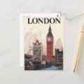London Iconic Landmarks Retro Travel Art Postcard | Zazzle