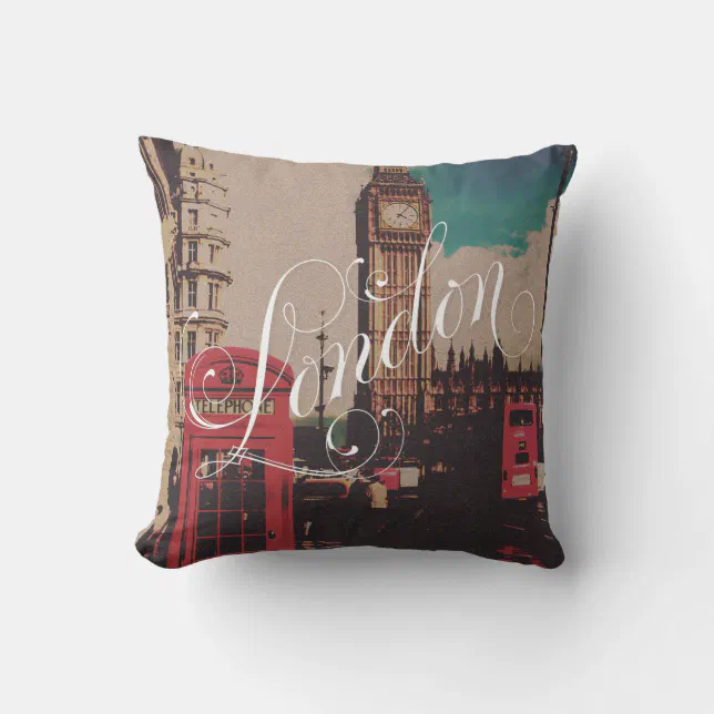 London Landmark vintage Big Ben Photo Throw Pillow | Zazzle