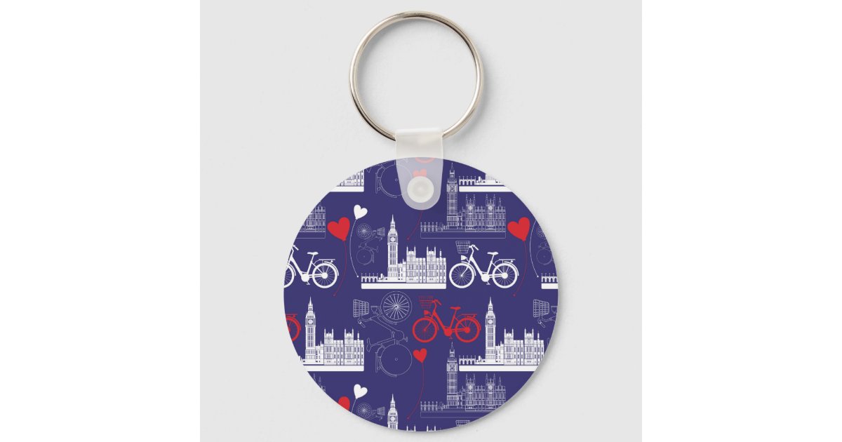 London Landmarks Pattern Keychain | Zazzle