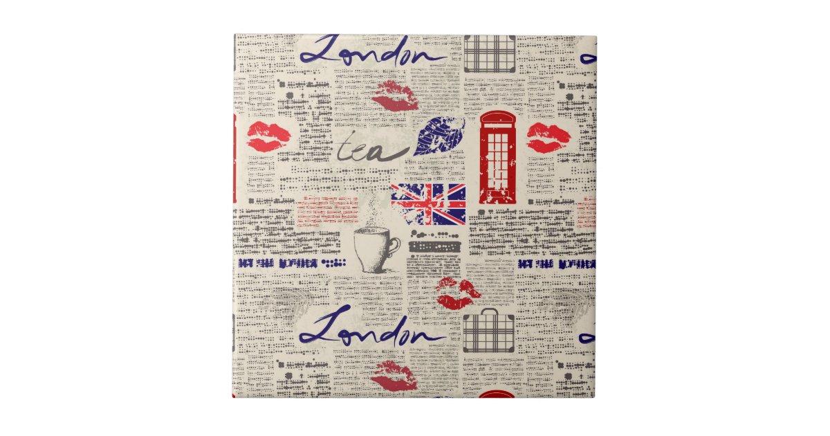 London Newspaper Pattern Ceramic Tile | Zazzle