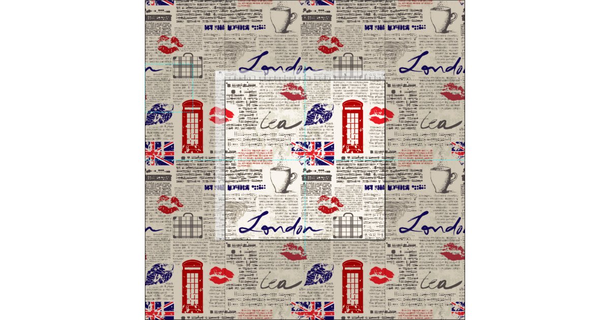 London Newspaper Pattern Fabric | Zazzle