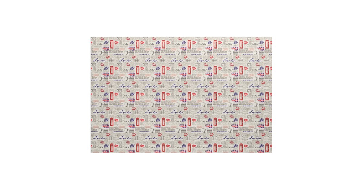 London Newspaper Pattern Fabric | Zazzle