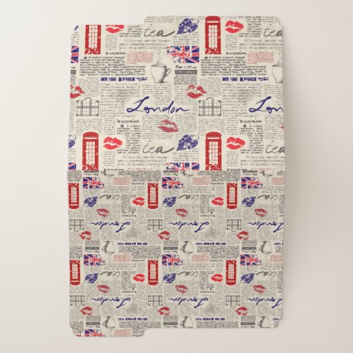 London Newspaper Pattern File Folder | Zazzle