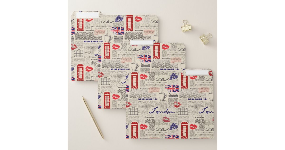 London Newspaper Pattern File Folder | Zazzle