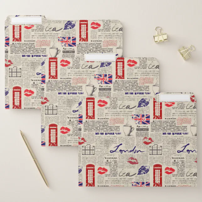 London Newspaper Pattern File Folder | Zazzle