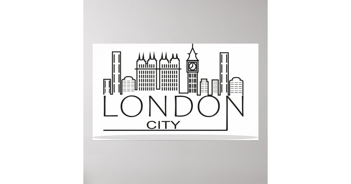 London Outline City Poster | Zazzle