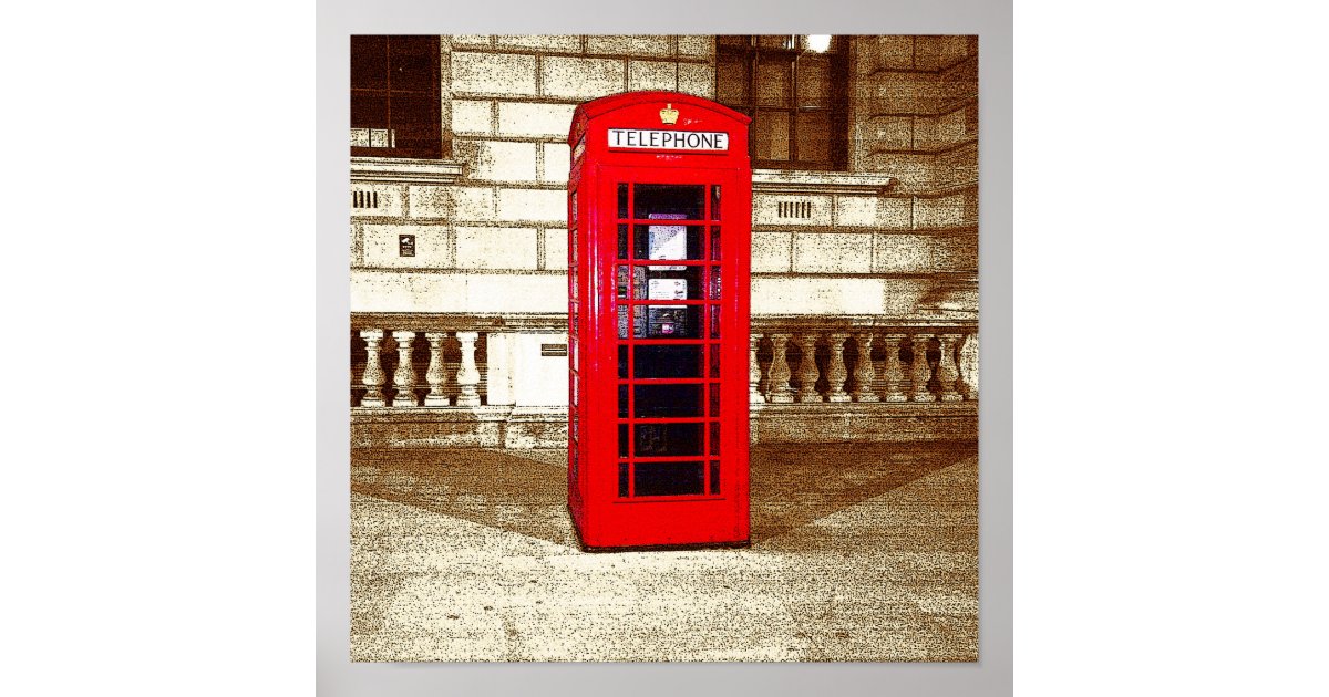London Phone Box (poster edge effect) Poster | Zazzle