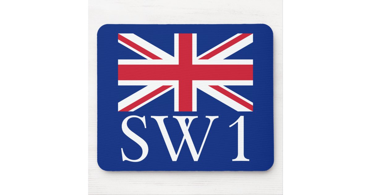 London Postcode SW1 with Union Jack Mouse Pad | Zazzle