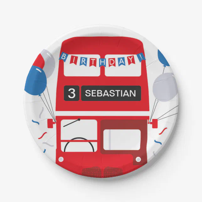 London Red Bus Birthday Personalized Paper Plate | Zazzle