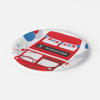 London Red Bus Birthday Personalized Paper Plate | Zazzle