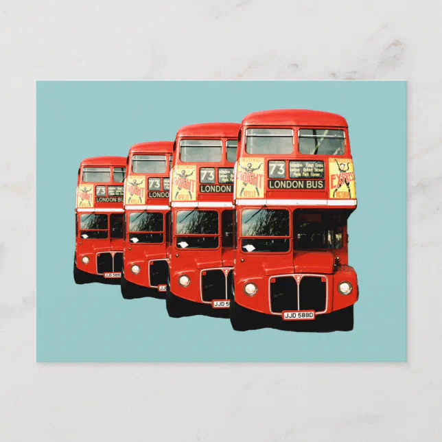 London Red Double-Decker Buses Postcard | Zazzle