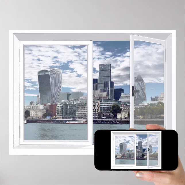 London Skyline City View Fake Window Poster | Zazzle