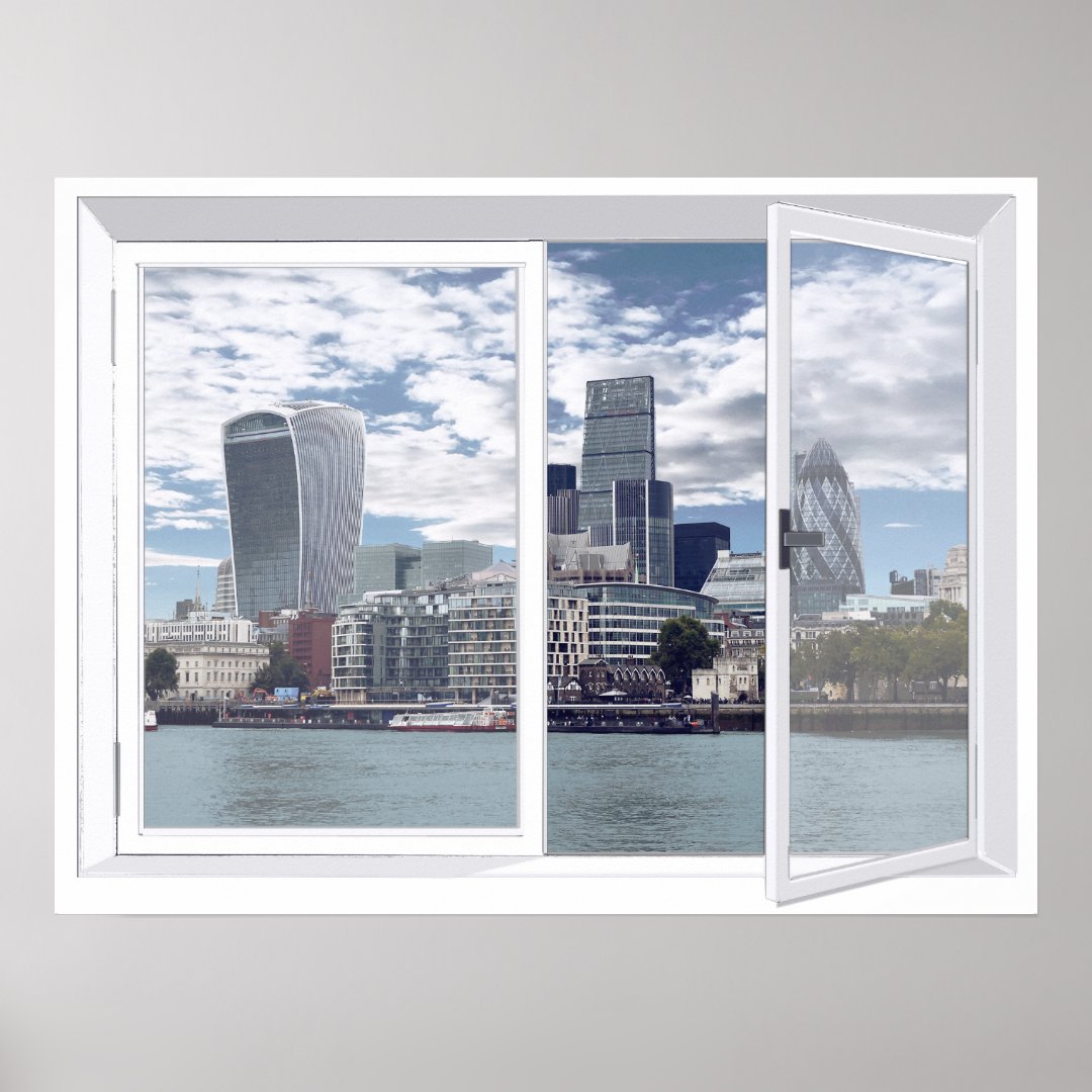 London Skyline City View Fake Window Poster | Zazzle