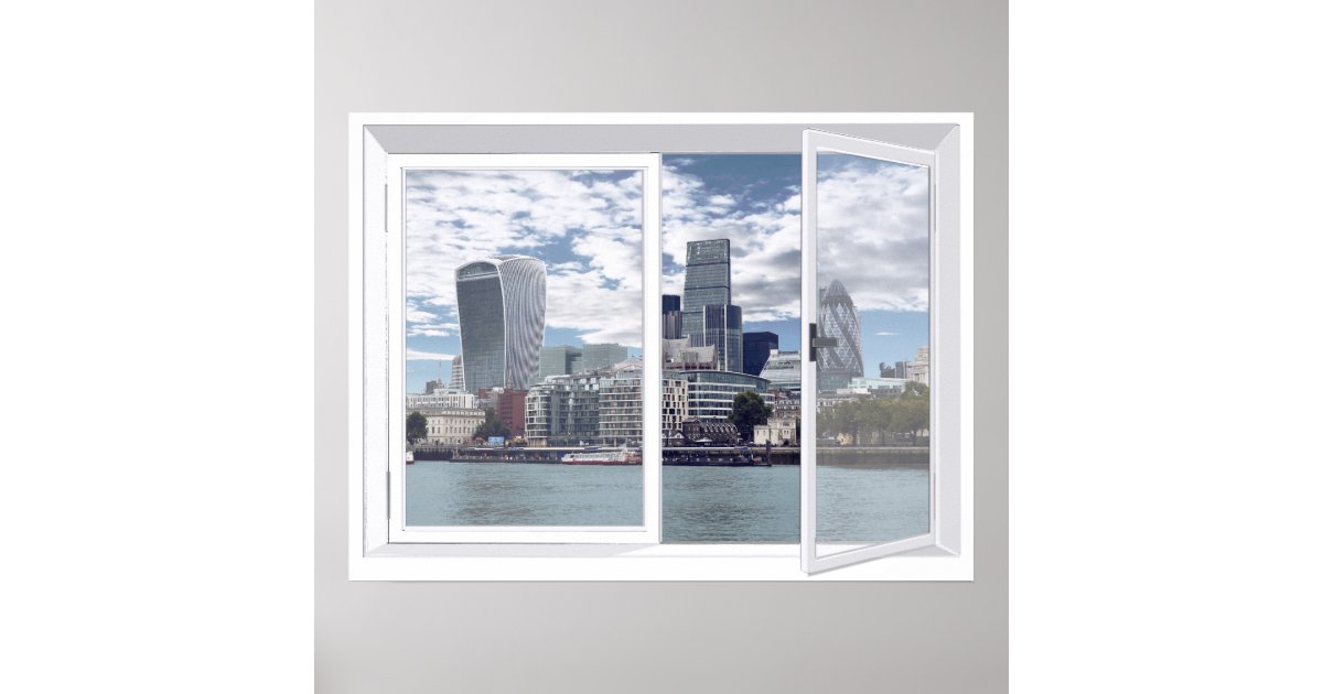 London Skyline City View Fake Window Poster | Zazzle