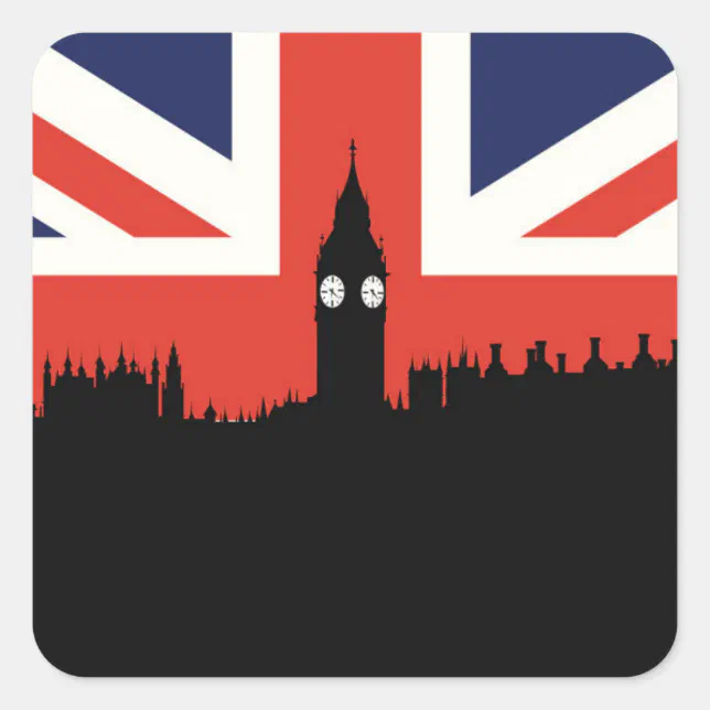 London Skyline | The British Flag Square Sticker | Zazzle