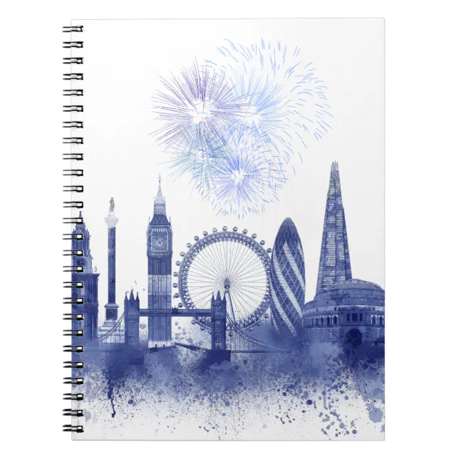 London Skyline - Watercolor Blue Notebook | Zazzle