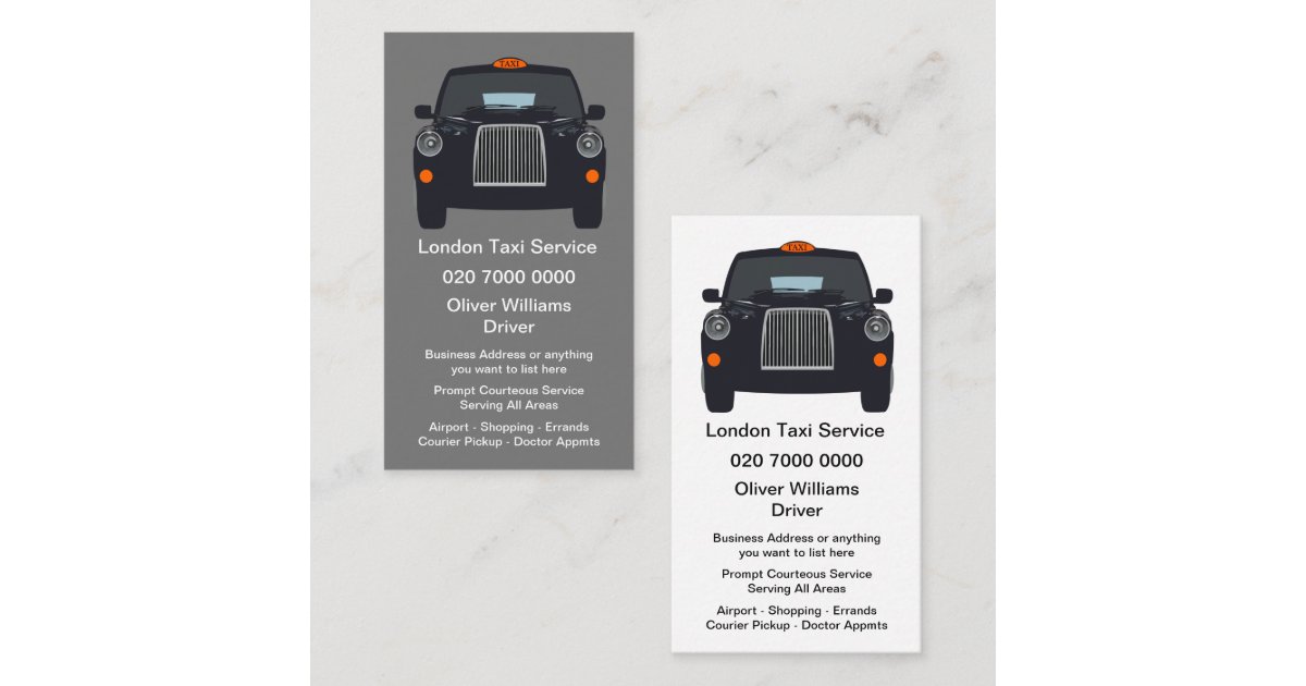 London Taxi Business Cards Double Sided | Zazzle