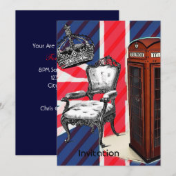 London telephone booth victorian crown union jack invitation | Zazzle