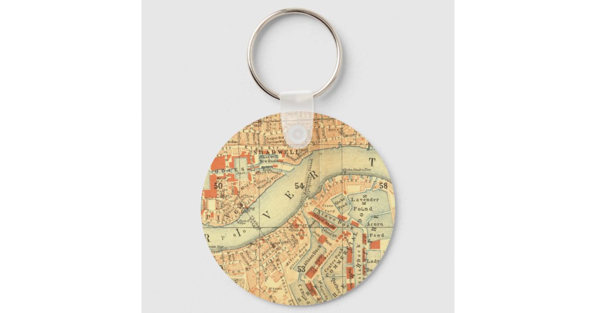London Thames Vintage Map Keychain | Zazzle
