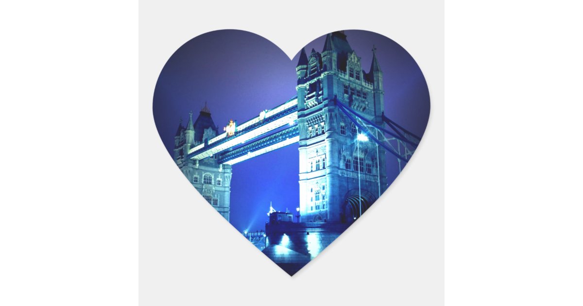 London Tower Bridge & Blue Night Heart Sticker | Zazzle